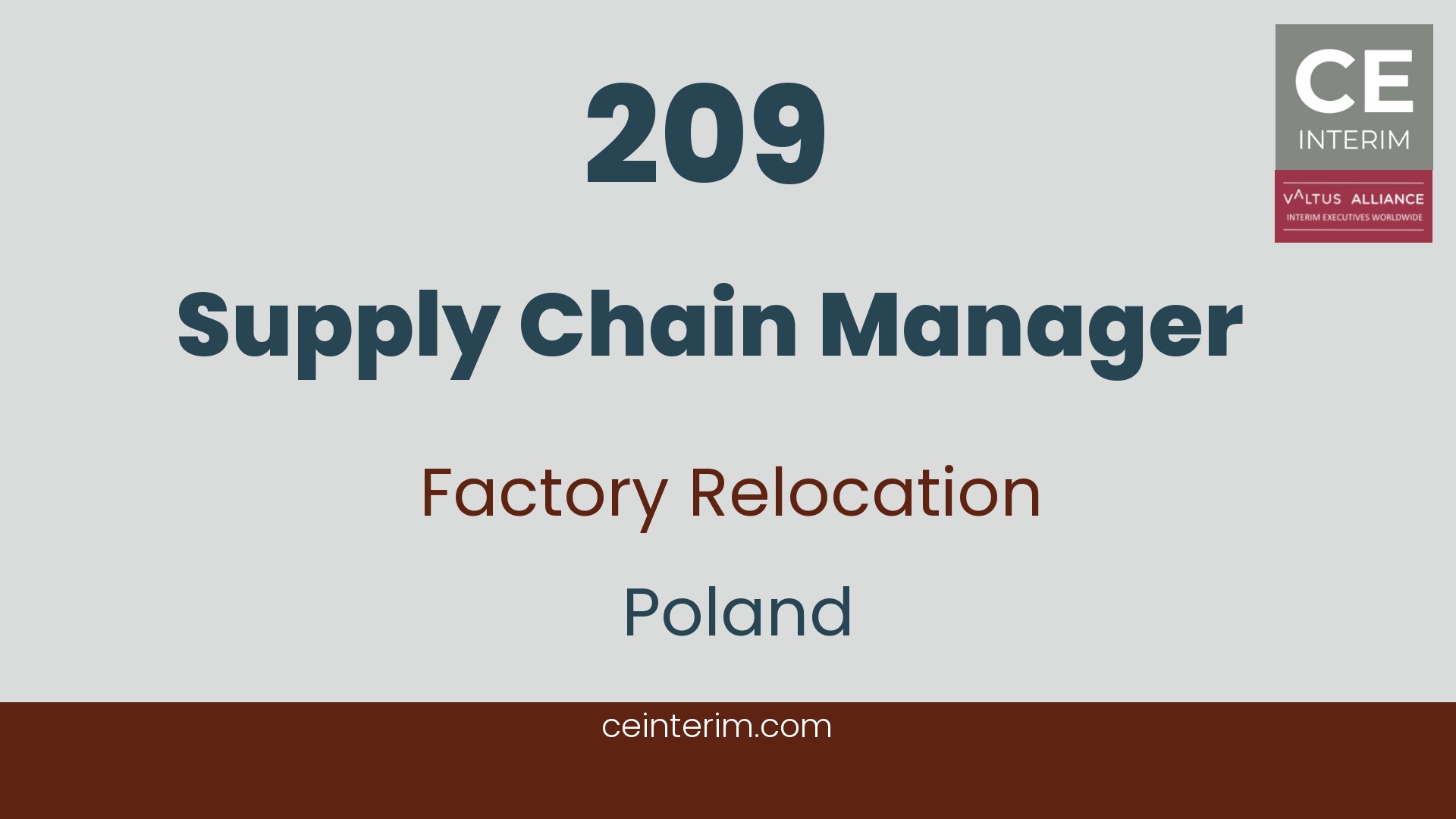 209 - Factory Relocation - Interim Supply Chain - Poland